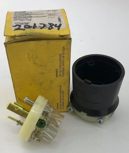 NIB HUBBELL HBL2431 3-PHASE MALE BLACK PLUG 20 AMP 480 VAC | eBay