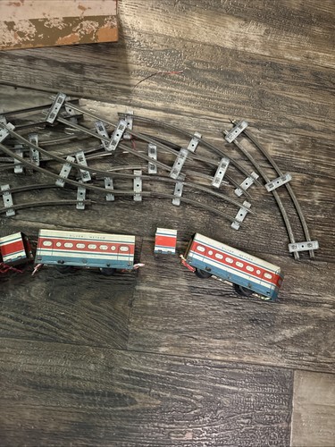 Wind Up Silver Meteor Mechanical Train With Tracks Vintage Old Antique ...