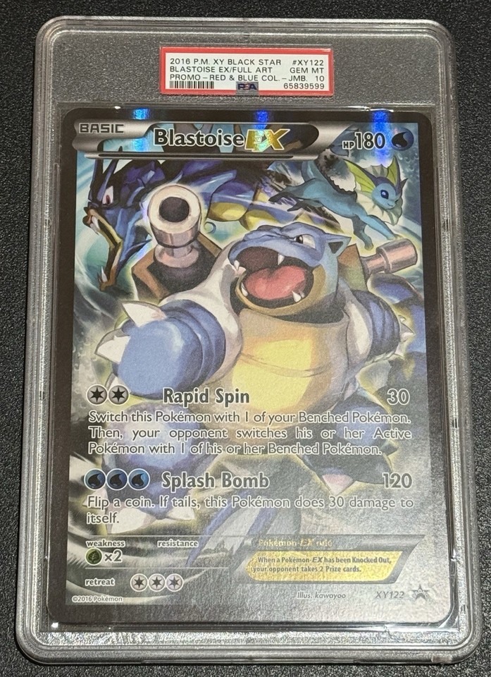 PSA 10 FULL ART/BLASTOISE EX POKEMON XY POP 5 BLACK STAR PROMO RED ...