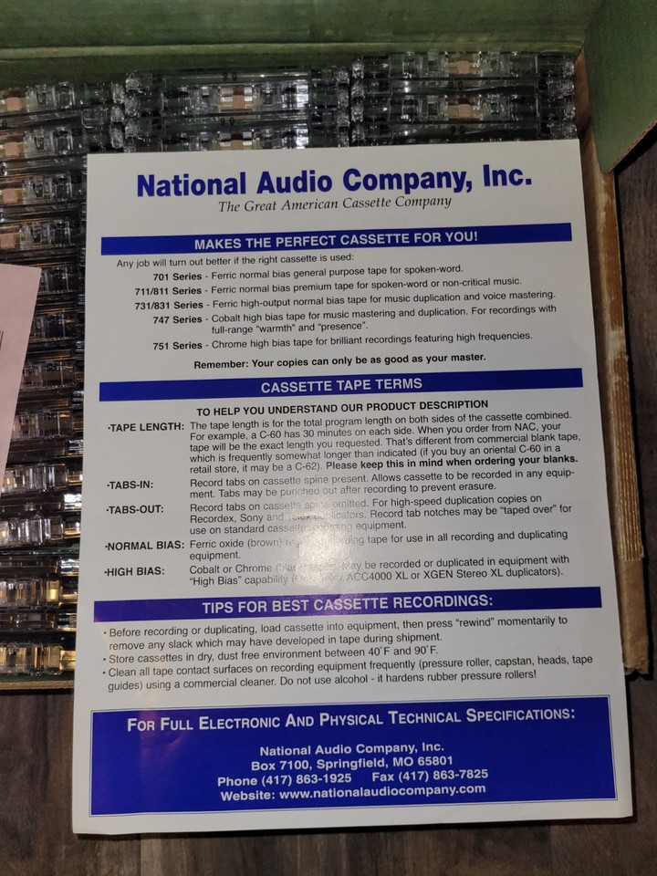 10 Pack NAC Chrome 771 Type II Cassette Tapes 90 Min NOS Bulk blank ...