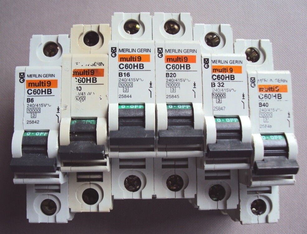 MERLIN GERIN MULTI 9 C60HB MCB 2 4 6 10 16 20 32 40 63 AMP TYPE B ...