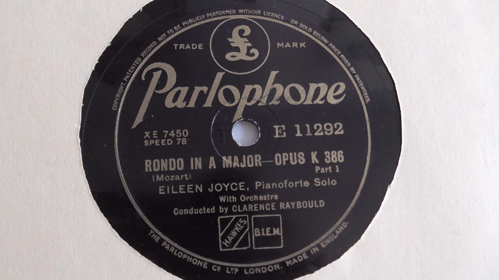 Eileen Joyce - 78rpm single 12-inch - Parlophone #E.11292 Rondo In A ...