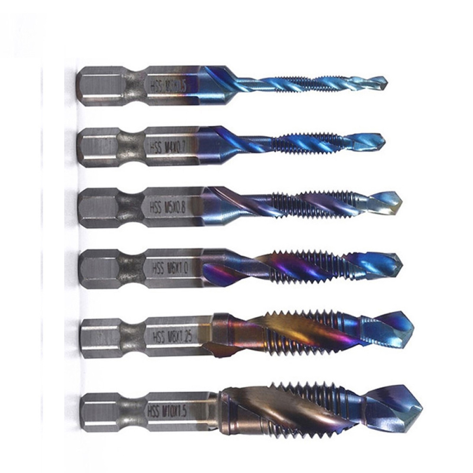 Hex Shank HSS Screw Thread Compound Tap Drill Set 6pcs with Coating | eBay