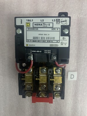 SQUARE D 8536SBO2S SER. A NON-REVERSING STARTER NEMA SIZE 0 120V COIL ...