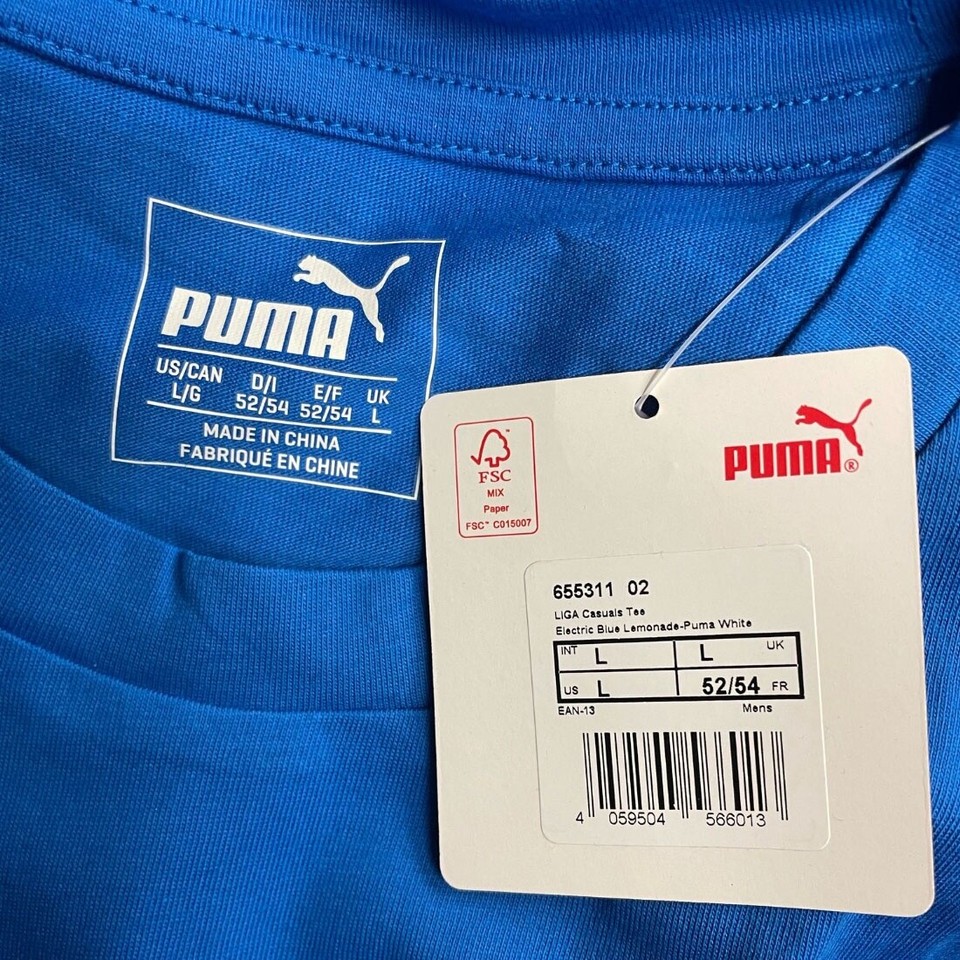PUMA Liga Casuals Cotton Blue Men's T Shirt Gym Football Training Top ...