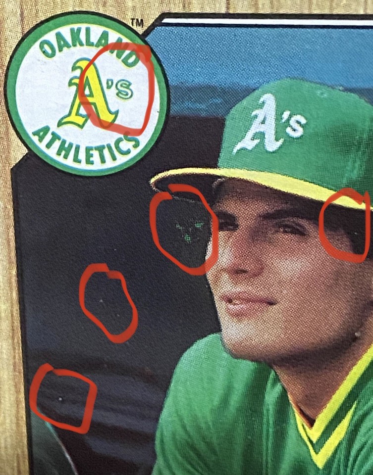 1987 Topps *MULTIPLE Error Card* Jose Canseco RC #620-Multi Dots, White ...