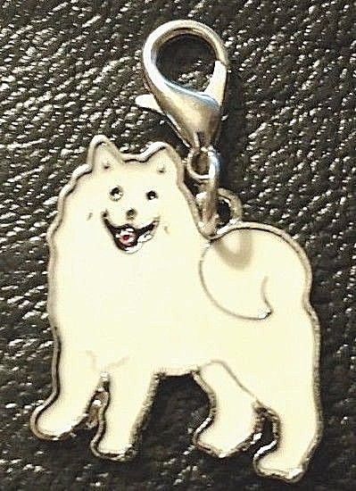 Samoyed Dog Pup Bag Enamel Alloy Purse Charm Dangle Zipper Pull Jewelry ...