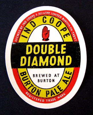 Ind Coope & Allsopp DOUBLE DIAMOND - BURTON PALE ALE oval beer label ...