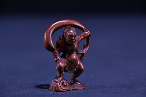 Netsuke Ojime Sagemono Wood Carving Sculpture Japanese Antique Tsuge Fujin | eBay