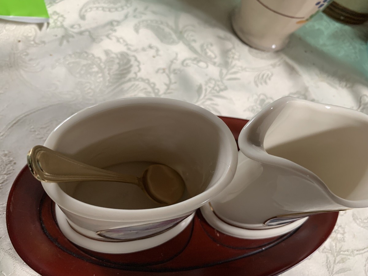 Thomas Kincaid sugar and creamer On Wood Platter | eBay Thomas Kincaid sugar and creamer On Wood Platter | eBay