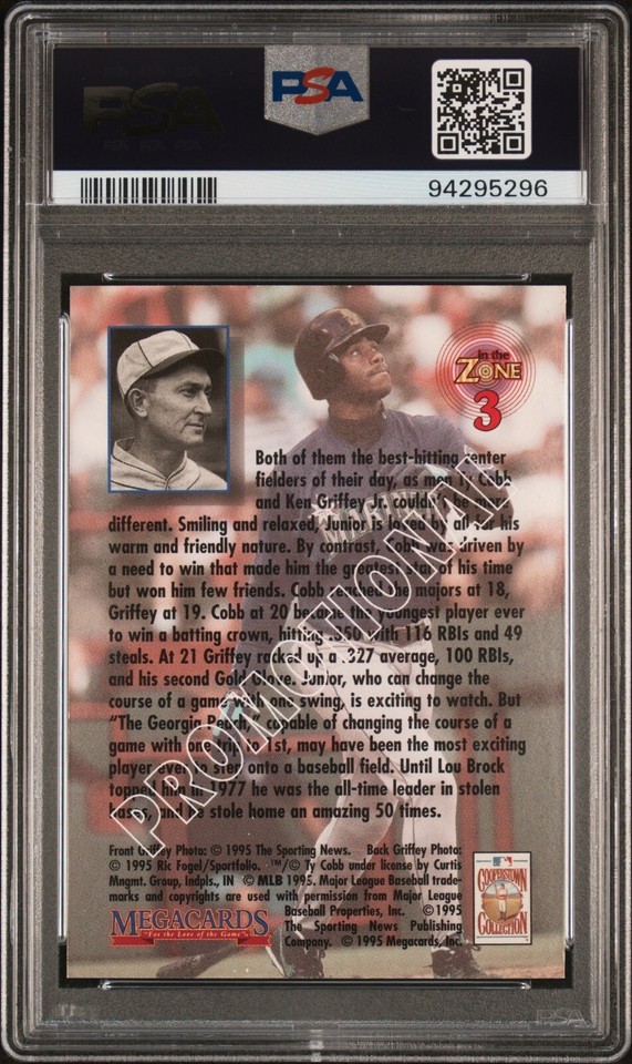 Ken Griffey Jr / Ty Cobb 1995 Conlon Collection Promo In The Zone #3 ...