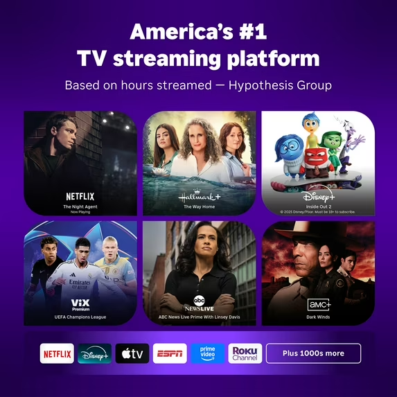 Roku HD Streamer 2026 Streaming Stick Device for TV with Voice Remote ...