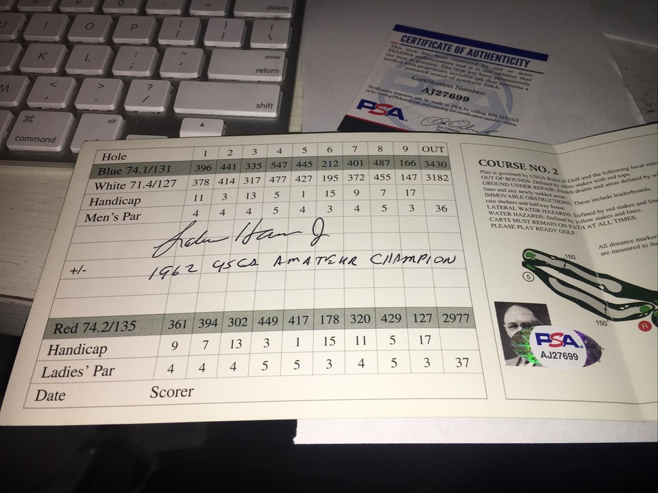 LaBron Harris Jr 1962 US Amateur Winner Signed Pinehurst CC Scorecard ...