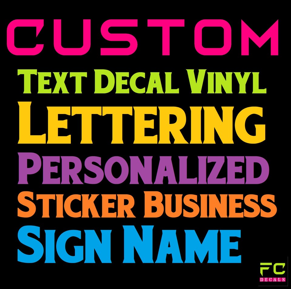 Custom Text Vinyl Lettering Sticker Decal Personalized -ANY TEXT - ANY ...