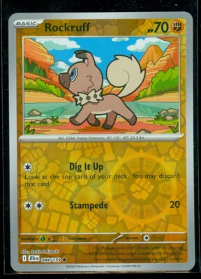 Pokemon ROCKRUFF 084/159 Journey Together Rev Holo - MINT | eBay