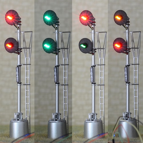 1 x HO scale model railroad 3-colors searchlight signal metal pier 2 ...