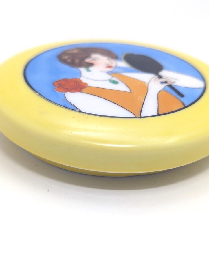 Rare Noritake Art Deco Flapper Woman Lady Powder Puff Box Ceramic Jar ...
