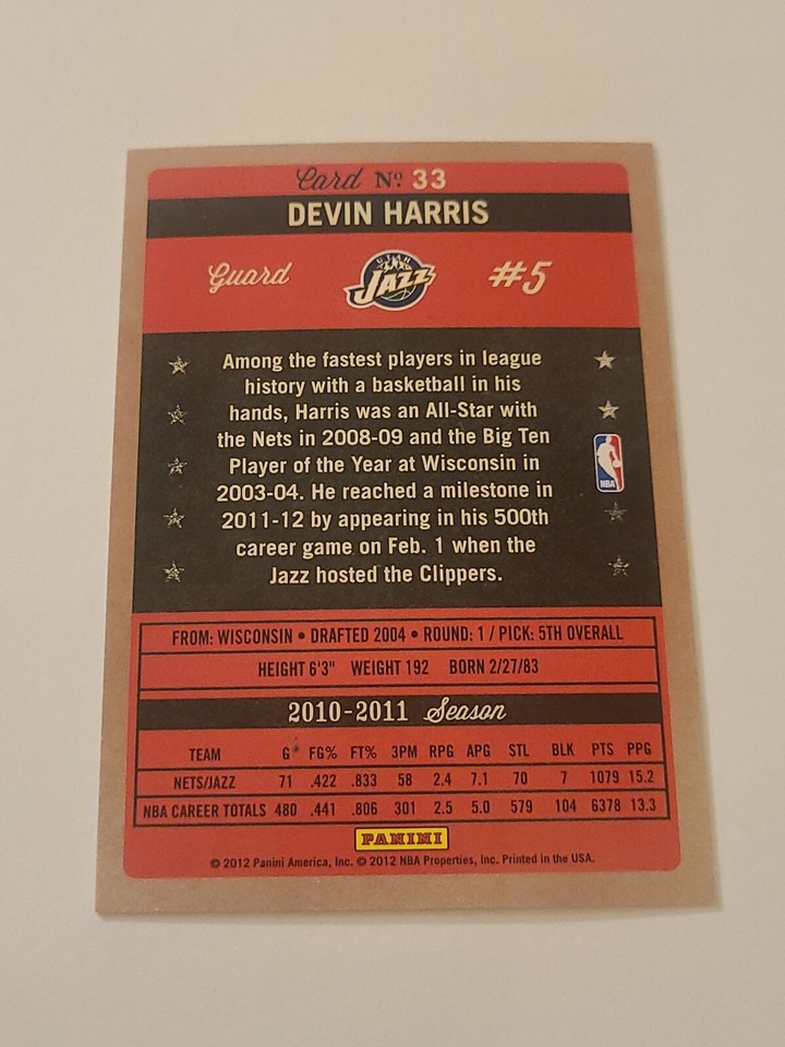 2012 Devin Harris Panini Past And Present | eBay