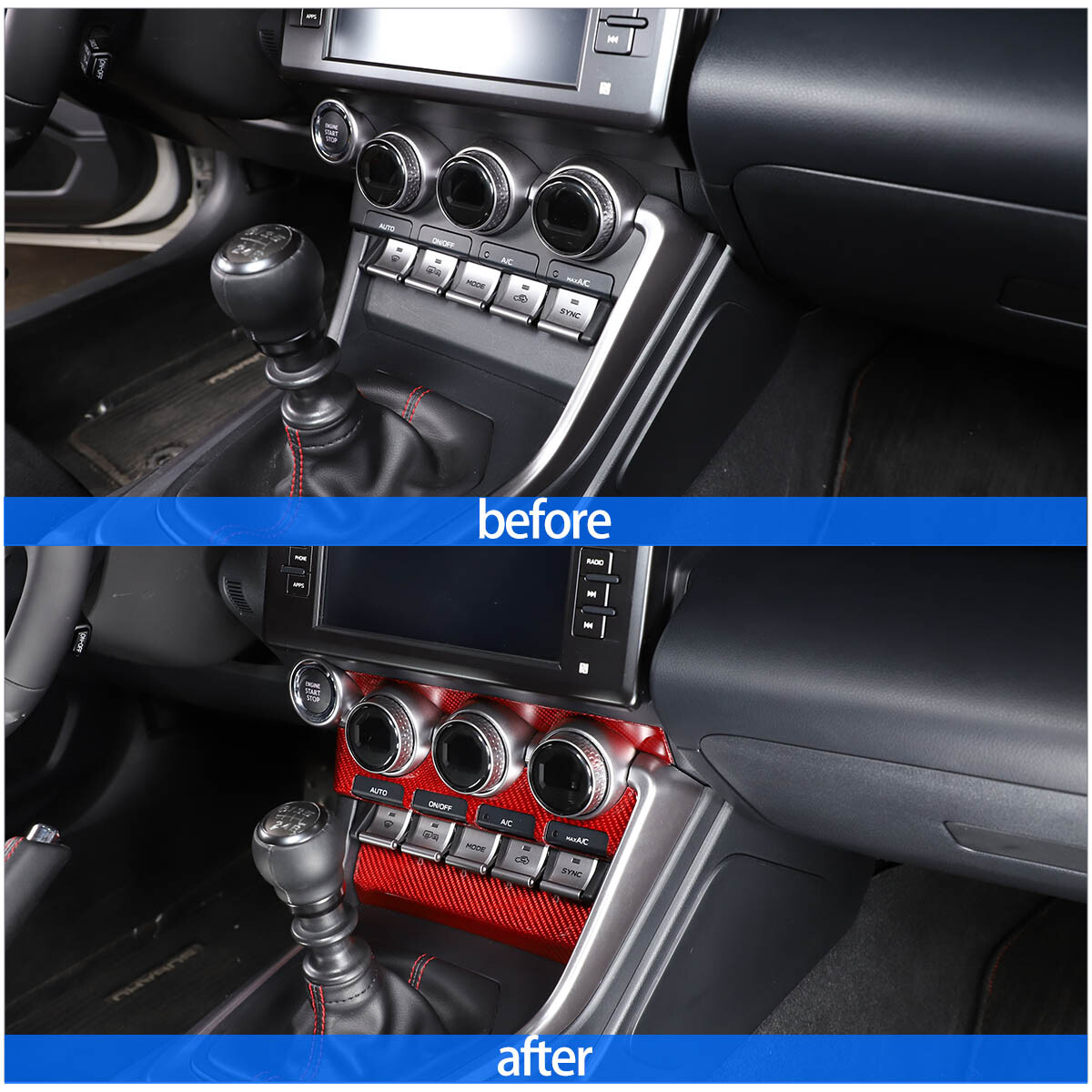 Real Carbon Fiber Center Console AC Panel Trim Frame For GR86/Sub@ru ...