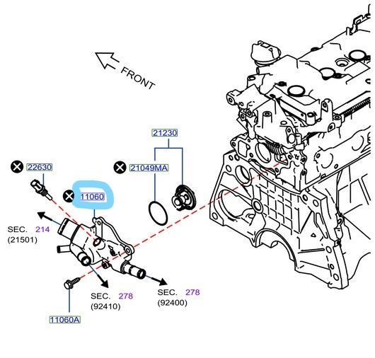 2018-2022 Nissan Rogue Sport Water Outlet | 11060-4BB0A | Genuine OEM ...