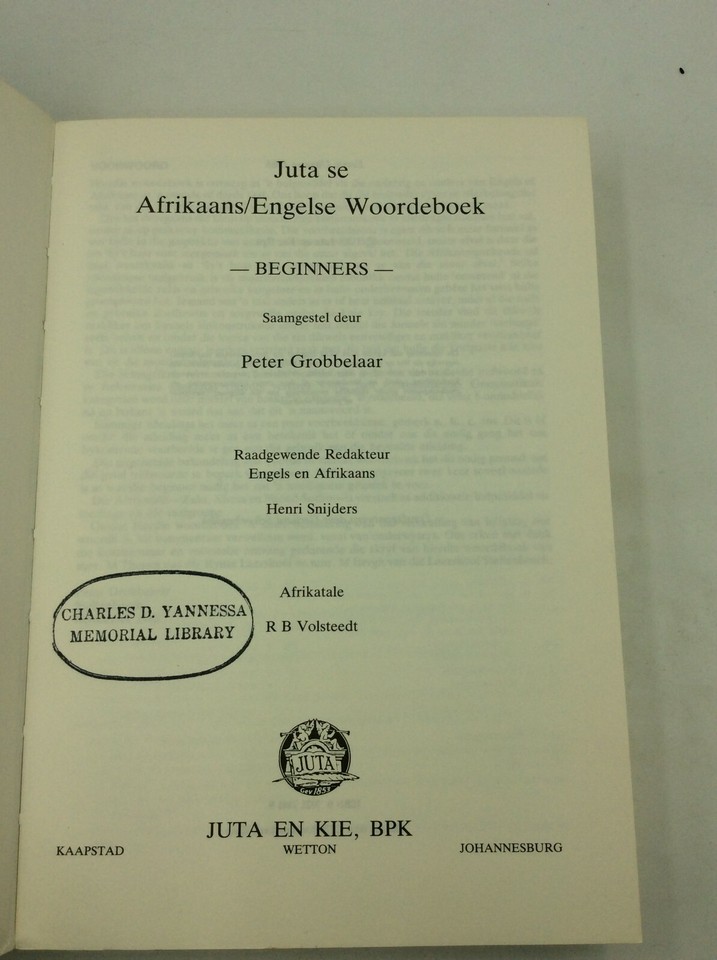 JUTA SE AFRIKAANS/ENGELSE WOORDEBOEK: Beginners by Peter Grobbelaar ...