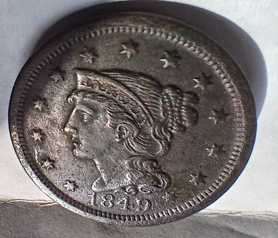 1849 Large Cent – Braided Hair – N‑5 Attribution – Original Surfaces ...