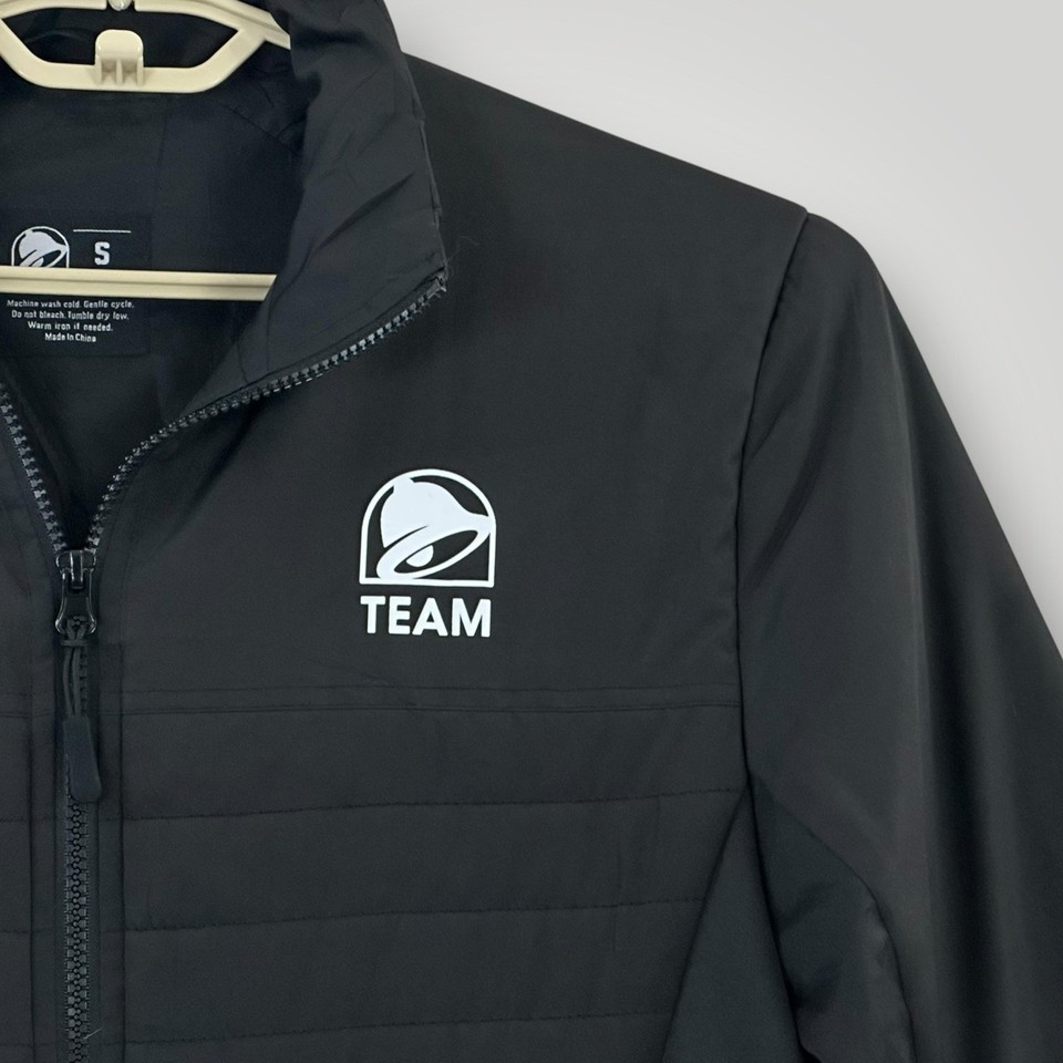 Taco Bell Team Jacket Mens Small Black Quilted Full Zip Polyester Work ...