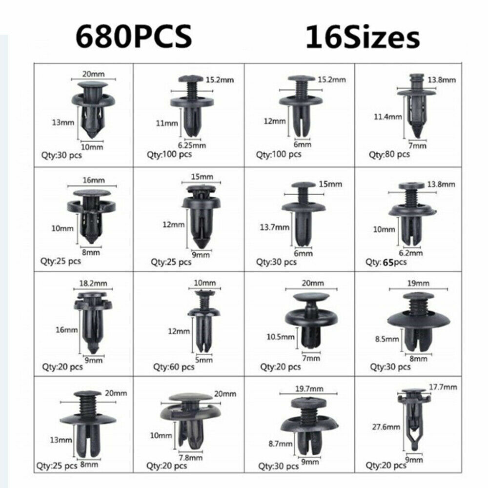 765pcs Car Plastic Push Pin Rivet Trim Clips Panel Fastener Interior ...