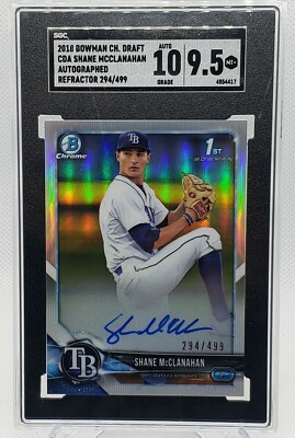 Shane McClanahan Auto 2018 Bowman Chrome Refractor /499 Mint+ SGC 9 10 ...