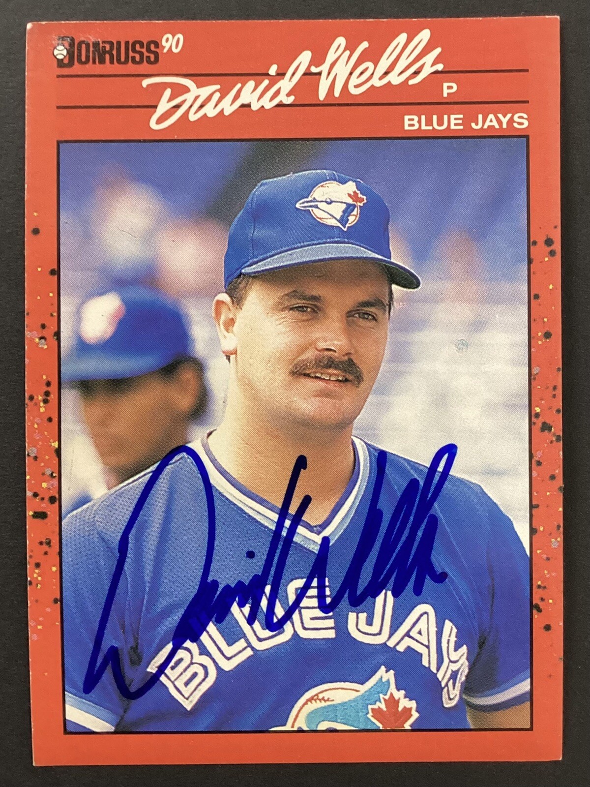 David Wells Signed 1989 Leaf #425 Baseball Card Blue Jays NYY Autograph ...