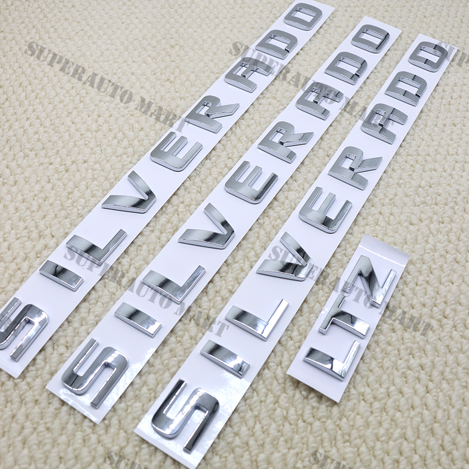 Chrome Front Rear Door Emblem Badge Tailgate Letters For Silverado 1500 ...