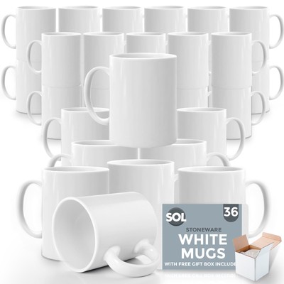 12-48pk Plain WHITE Mugs 11oz Large Coffee Tea Set of Blank Bulk Cups ...
