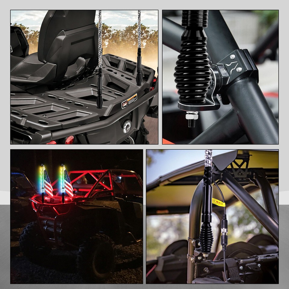 2Pcs RGB LED Whip Light Spring Base Protective Mounting Mount For ...