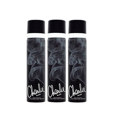 3 X CHARLIE BODY SPRAY BLACK 75ML | eBay UK