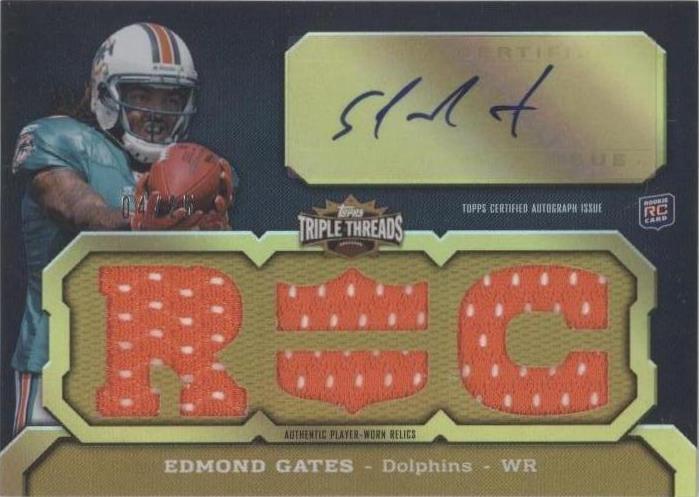 2011 Topps Triple Threads - Edmond Gates #125 Gold RC /25 (AU, MEM, RC ...