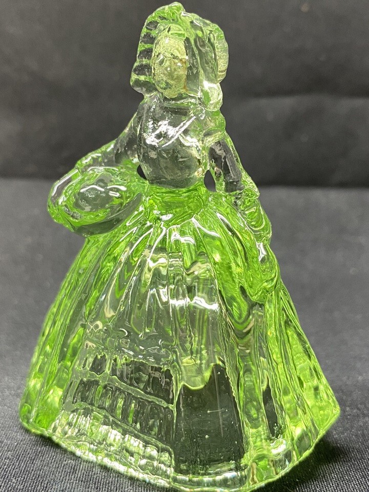 Green Vaseline uranium glass girl doll candy container woman Elizabeth ...