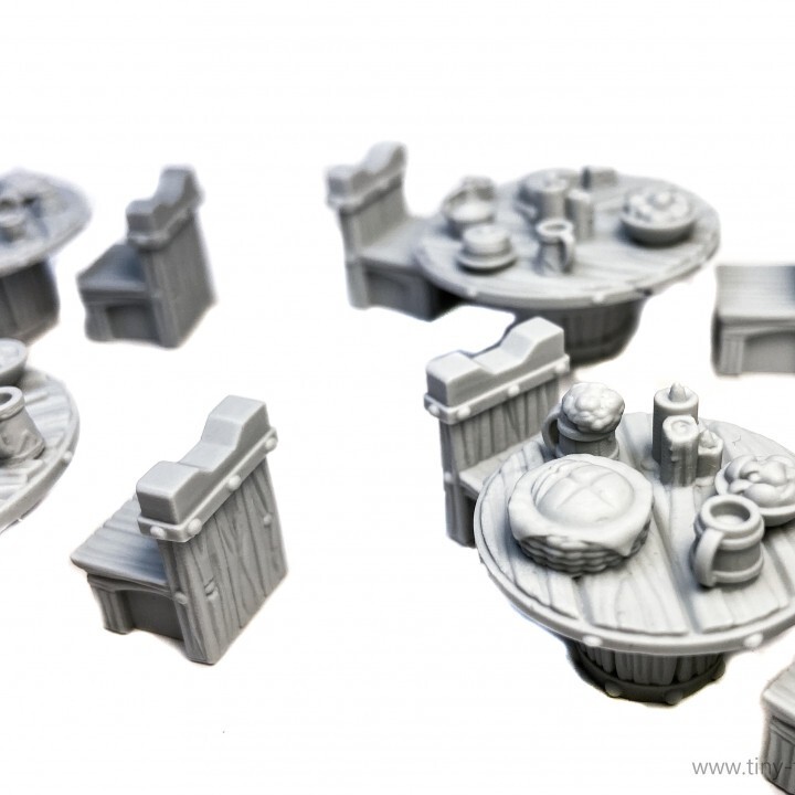 28mm Chairs Tables Dungeons & Dragons DnD D&D Furniture Tavern Library ...
