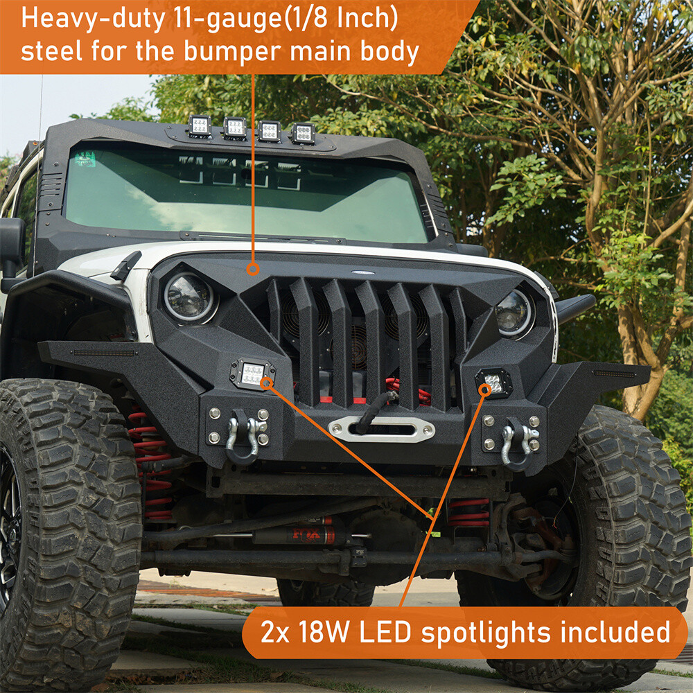For 07-18 Jeep Wrangler JK Mad Max Front Bumper Grill w/ Winch Plate ...
