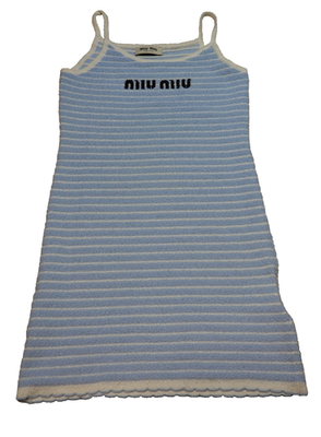 Mini Dress Miu Miu Slip Dress 🍻 Miu Miu Light Blue/White Striped Terry ...