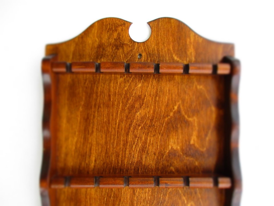 Vintage Wood Souvenir Spoon Rack 18 Slot Kitchen Wall Display Rustic ...