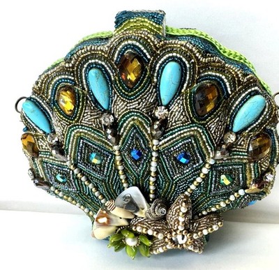 Mary Frances Seashore Beaded Jeweled Sea Shell Clamshell Purse Handbag ...