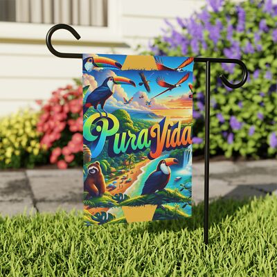 Pura Vida Costa Rican Vacation Flag / Banner for House & Garden ...