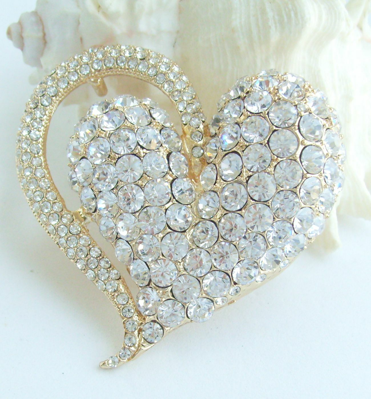 Sweet Love Heart Brooch Pin Pendant Rhinestone Crystal EE04817 | eBay