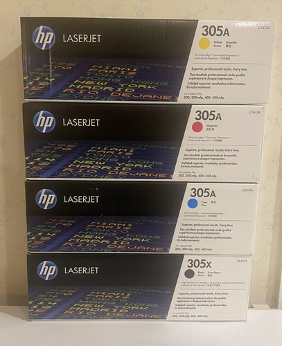 SET of 4 GENUINE HP 305X/A CE410X CE411A CE412A CE413A CYMBK TONERS ...
