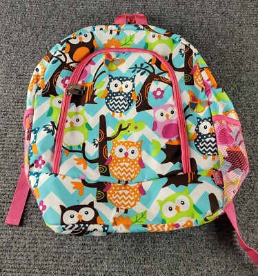 N'gil Owl All Over Pink Brown girls Women Chevron Backpack Hp | eBay