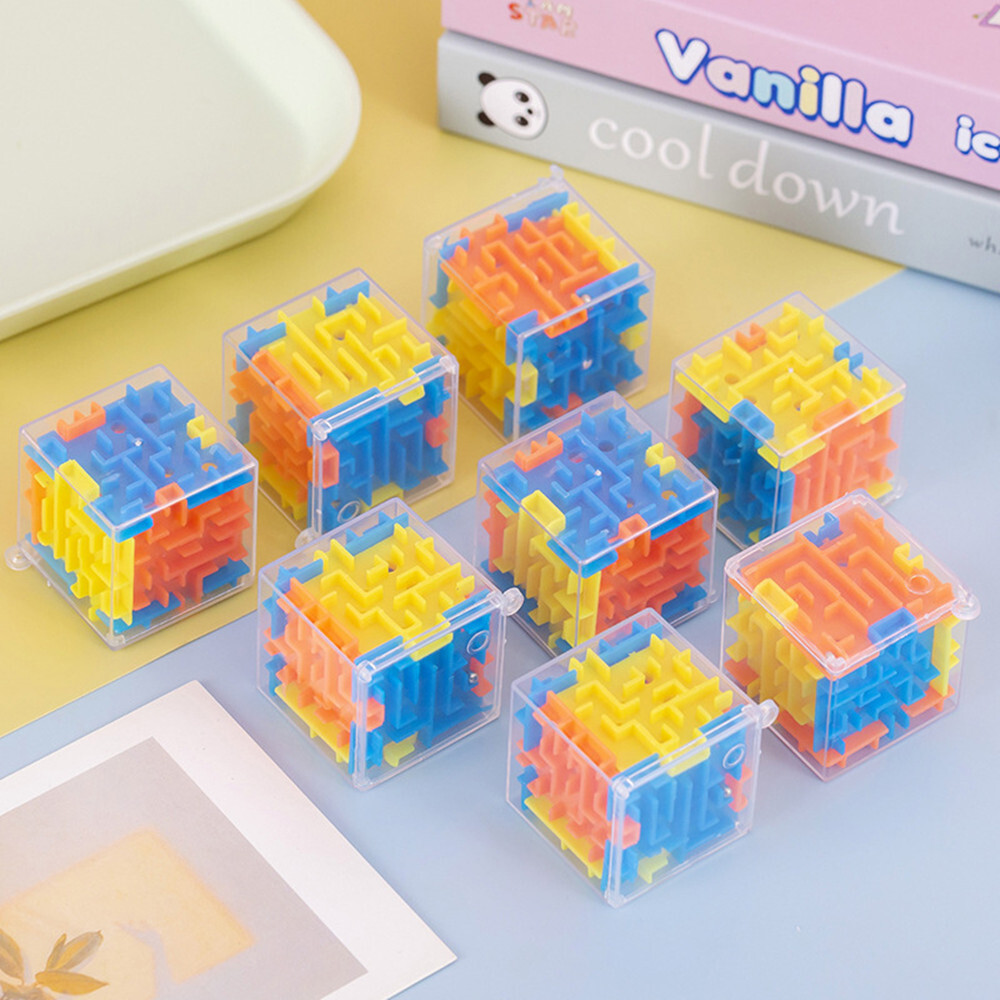 5Pcs Mini 3D Maze Puzzle Cube Ball Game Kid Educational Toys Party Gift ...