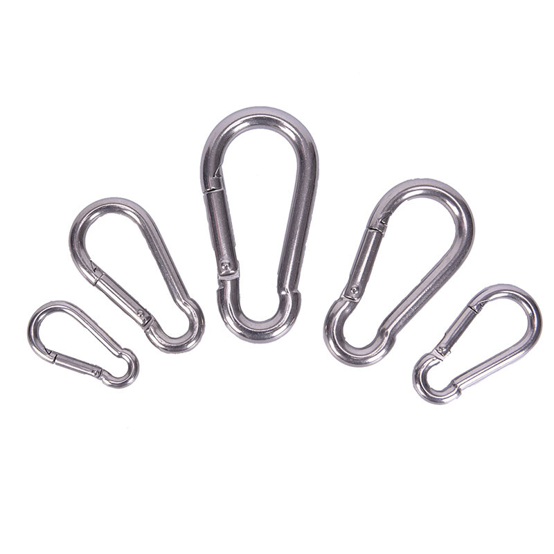 304 Stainless Steel Spring Carabiner Snap Hook Keychain Quick Link Lock ...
