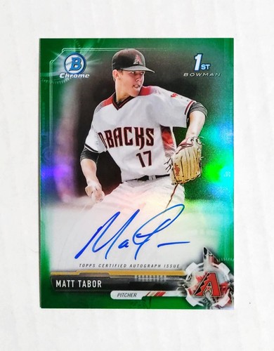 Matt Tabor 2017 1st Bowman Chrome AUTO Prospect GREEN REFRACTOR 48/99 ...