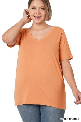 1X 2X 3X Women V-Neck T-Shirt Short Sleeve Soft Stretch Basic Tee Plus ...