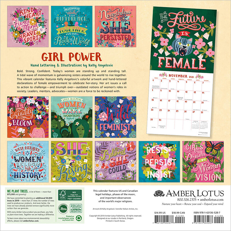 2020 Girl Power, 12" x 12", Wall Calendar, Kelly Angelovic | eBay